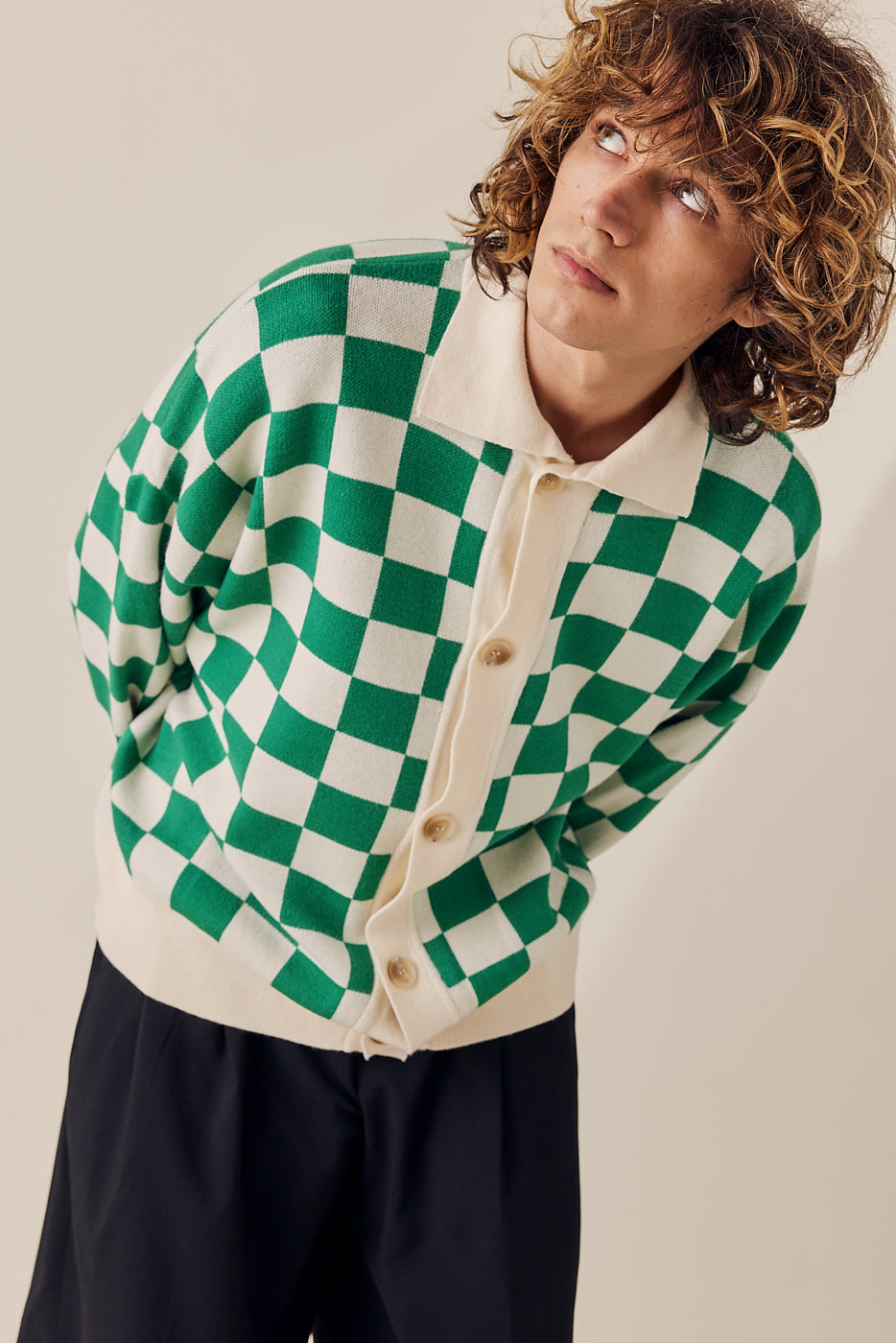 Color Mix Checkered Knit Cardigan – NEOITY